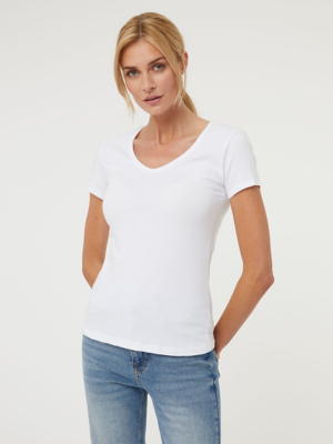 White Basic V Neck Top | Women | George at ASDA