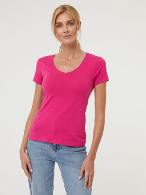 Fuchsia Basic V Neck Top | Women | George at ASDA