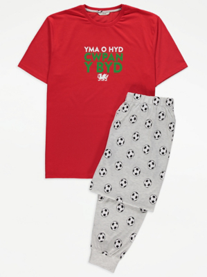Red Wales Slogan Football Pyjamas Adults | Men | George at ASDA