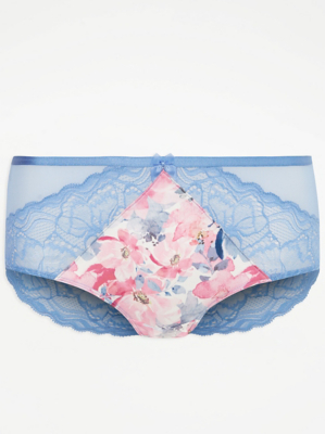 Entice Blue Floral Satin Short Knickers | Sale & Offers | George at ASDA