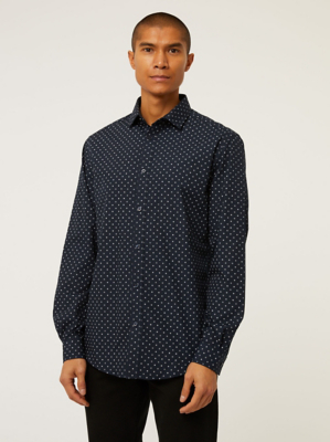 Navy Patterned Long Sleeve Shirt | Men | George at ASDA