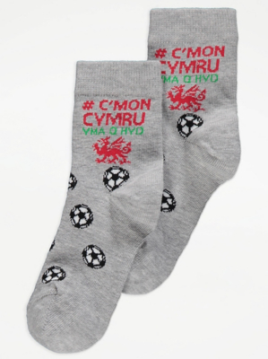 Grey Cymru Wales Football Socks | Kids | George at ASDA
