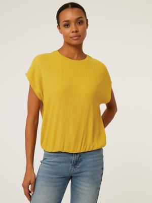 Ochre Crepe Bubble Hem Top | Sale & Offers | George at ASDA