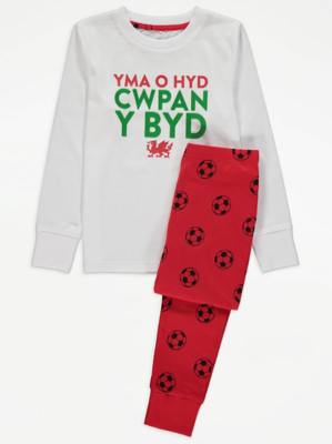 Matching White Wales Football Pyjamas Kids | Kids | George at ASDA