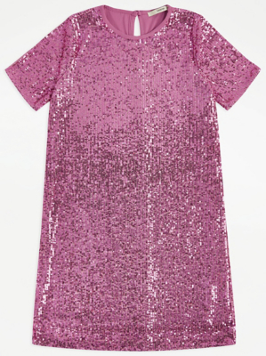 Pink Sequin Straight Cut Dress | Kids | George at ASDA