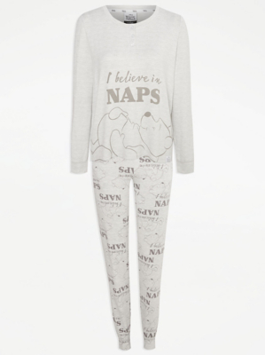 Disney Winnie The Pooh Believe In Naps Slogan Print Pyjamas | Women ...