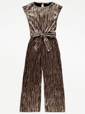 Gold Metallic Crepe Jumpsuit | Kids | George at ASDA