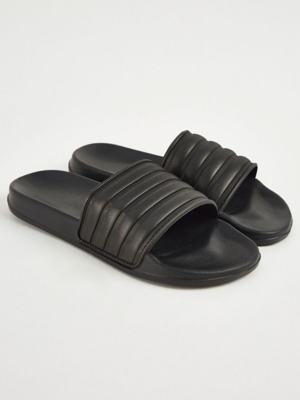 Black Ribbed Sliders | Kids | George at ASDA