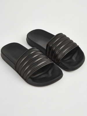 Black Ribbed Sliders | Kids | George at ASDA