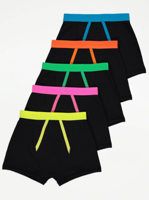Black Neon Trim Trunks 5 Pack | Kids | George at ASDA