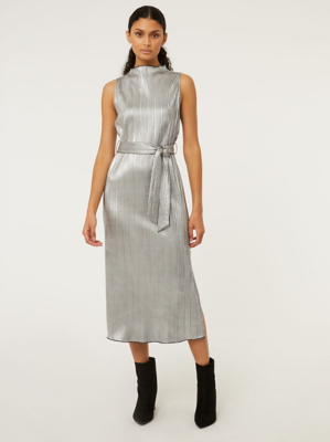 Silver Shiny Column Midi Dress | Women | George at ASDA