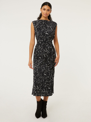 Black Swirl Abstract Print Midi Dress | Women | George at ASDA