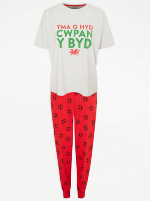 Matching White Wales Football Pyjamas Adults | Women | George at ASDA