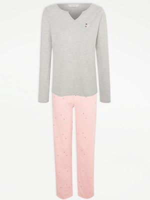 Grey Star Print Long Sleeve Pyjamas | Women | George at ASDA