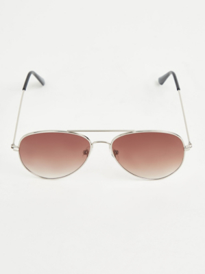 Silver Aviator Sunglasses | Men | George at ASDA
