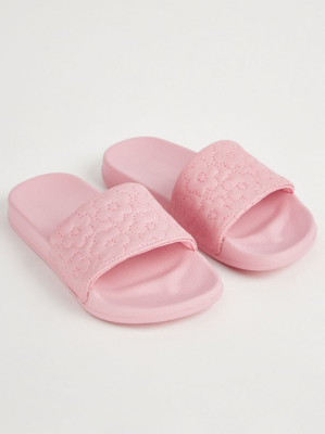 Pink Flower Stitched Sliders | Kids | George at ASDA