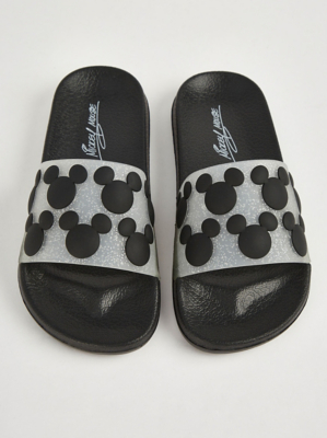 Disney Mickey Mouse Black Glitter Sliders | Sale & Offers | George at ASDA