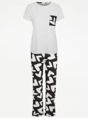 Grey Heart Print Pyjamas Gift Set | Women | George at ASDA