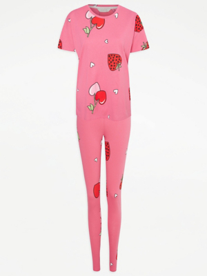 Pink Strawberry and Cherry Print Pyjamas | Women | George at ASDA