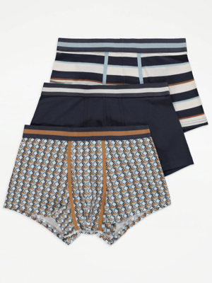 Blue Striped Hipster Trunks 3 Pack | Men | George at ASDA