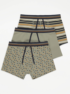 Khaki Striped A-Front Trunks 3 Pack | Men | George at ASDA
