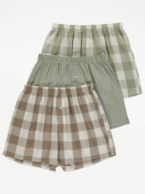 Green Checked Woven Boxers 3 Pack | Men | George at ASDA