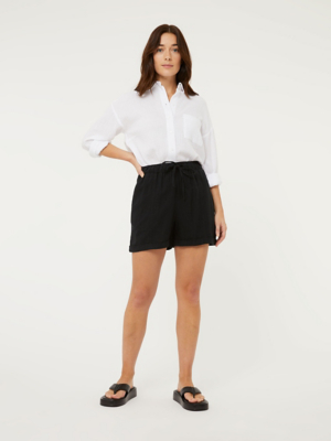 Black Seam Detail Linen Blend Shorts | Women | George at ASDA