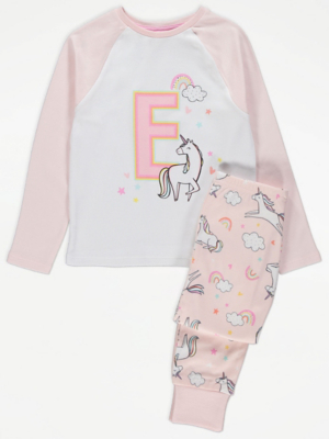 Pink Unicorn Letter E Alphabet Pyjamas | Kids | George at ASDA