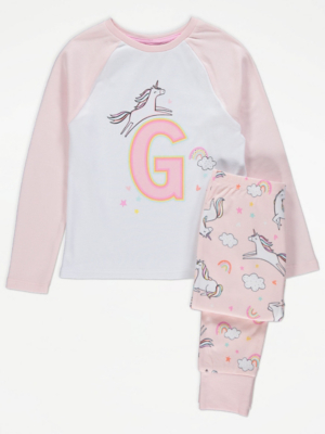 Pink Unicorn Letter G Alphabet Pyjamas | Kids | George at ASDA