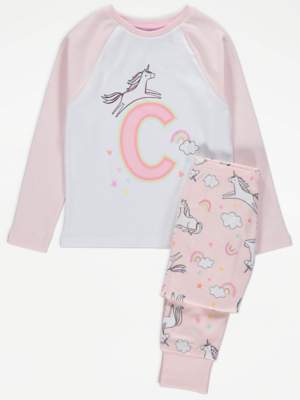 Pink Unicorn Letter C Alphabet Pyjamas | Kids | George at ASDA