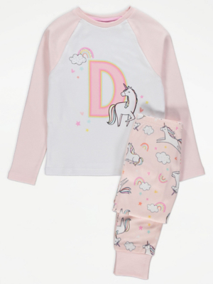 Pink Unicorn Letter D Alphabet Pyjamas | Kids | George at ASDA