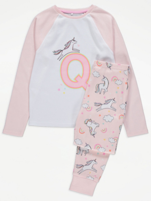 Pink Unicorn Letter Q Alphabet Pyjamas | Kids | George at ASDA