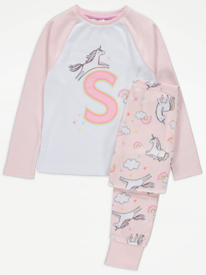 Pink Unicorn Letter S Alphabet Pyjamas | Kids | George at ASDA