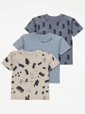 Blue Patterned T-Shirts 3 Pack | Kids | George at ASDA