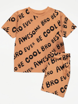 Orange Cool Bro Slogan T-Shirt and Shorts Outfit | Sale & Offers ...