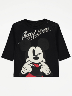 Disney Mickey Mouse Black Long Sleeve Top | Baby | George at ASDA