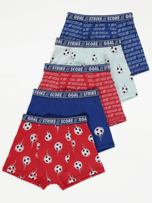 Football Print Trunks 5 Pack | Kids | George at ASDA
