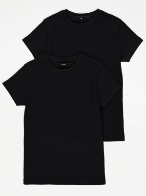 Black Ribbed Short Sleeve Tops 2 Pack | Kids | George at ASDA
