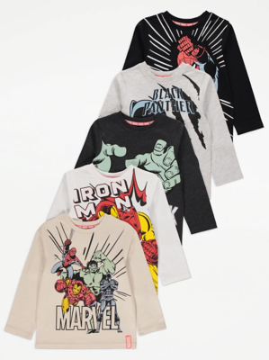 Marvel Superhero Long Sleeve Tops 5 Pack | Kids | George at ASDA