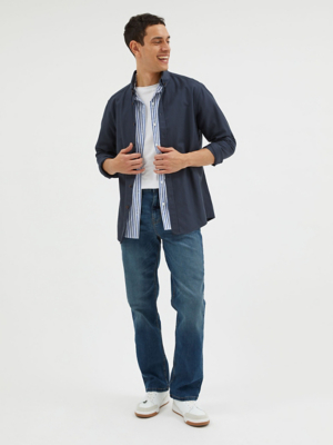 Mid Blue Loose Fit Jeans With Stretch | Men | George at ASDA