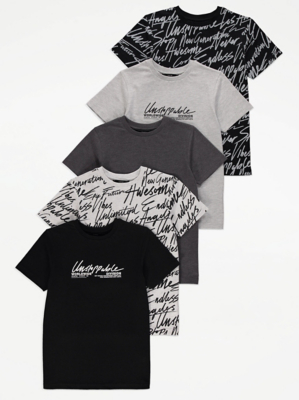 Unstoppable Slogan Print T-Shirts 5 Pack | Kids | George at ASDA