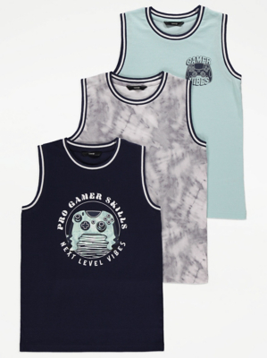 Gamer Print Vests 3 Pack | Kids | George at ASDA
