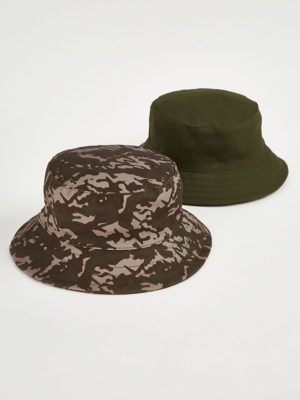 Khaki Camouflage Print Bucket Hats 2 Pack | Kids | George at ASDA