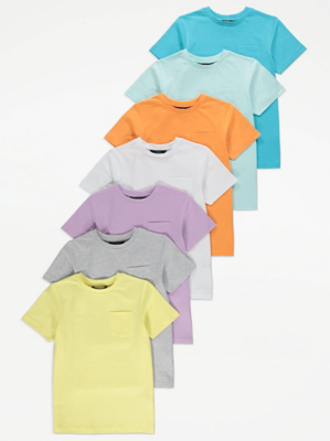 Pocket Detail T-Shirts 7 Pack | Kids | George at ASDA