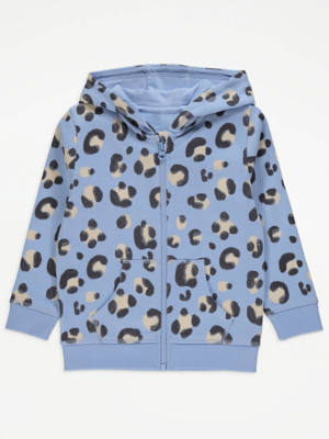 Blue Leopard Print Zip Up Hoodie | Kids | George at ASDA