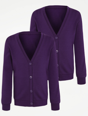 Purple Jersey Girls School Cardigan 2 Pack | School | George at ASDA