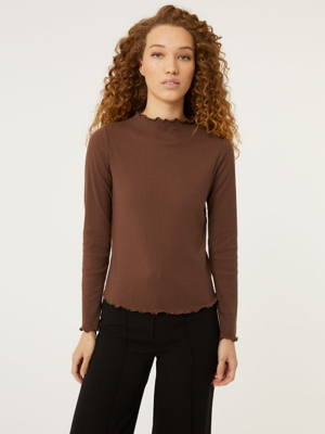 Brown Ribbed Long Sleeve Top | Women | George at ASDA