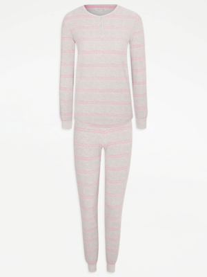 Grey Waffle Texture Striped Pyjamas | Lingerie | George at ASDA