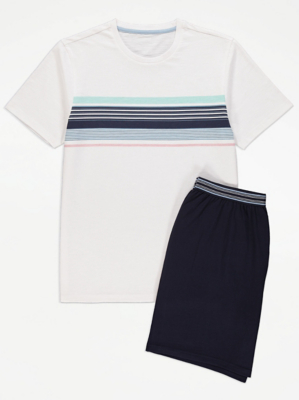 Blue Striped Short Sleeve Pyjamas | Men | George at ASDA