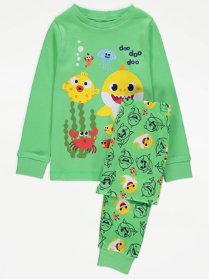Baby Shark Green Graphic Print Pyjamas | Kids | George at ASDA